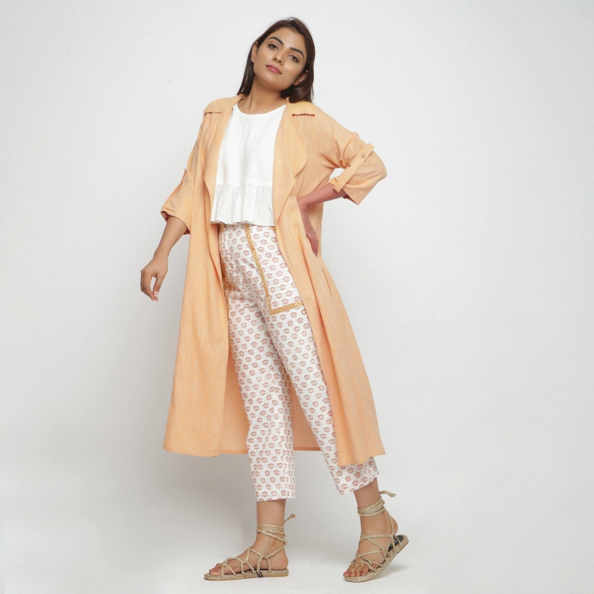 Buy Light Yellow Yarn Dyed Cotton Lapel Collar Overlay Online at ...