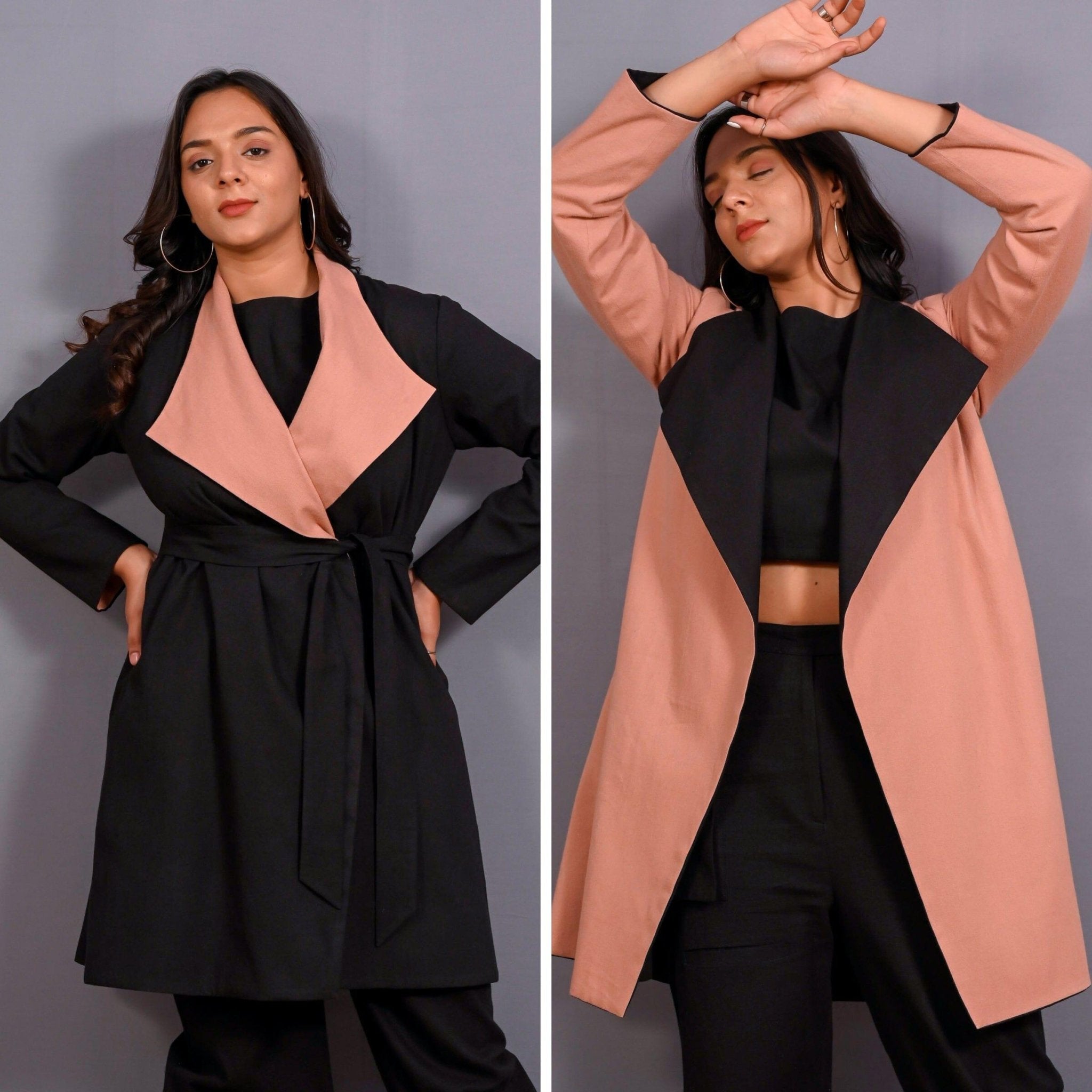 Buy Reversible English Rose and Black Warm Cotton Flannel Front Open ...