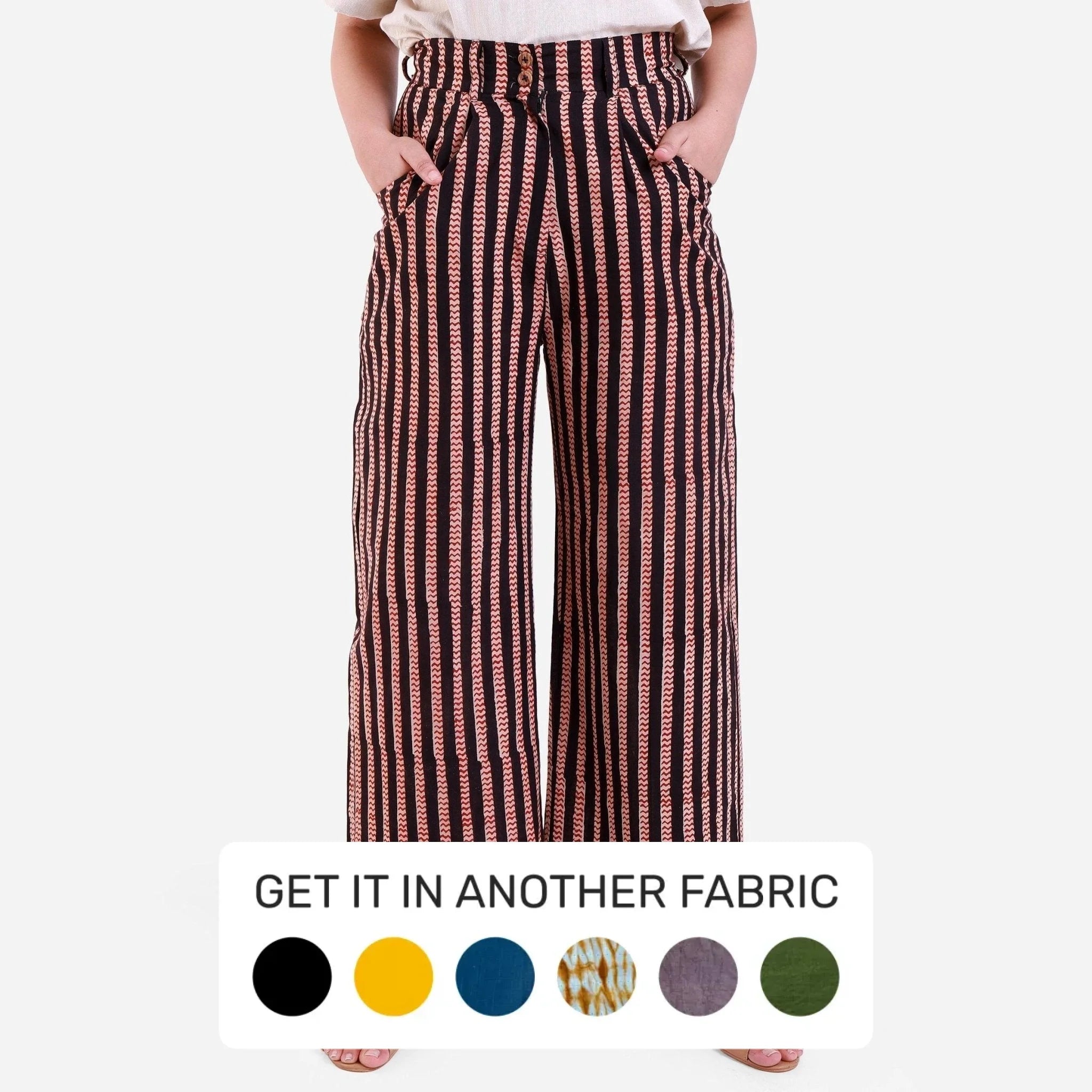 Buy Striped Block Print Cotton Baggy Trouser Pant Online at SeamsFriendly