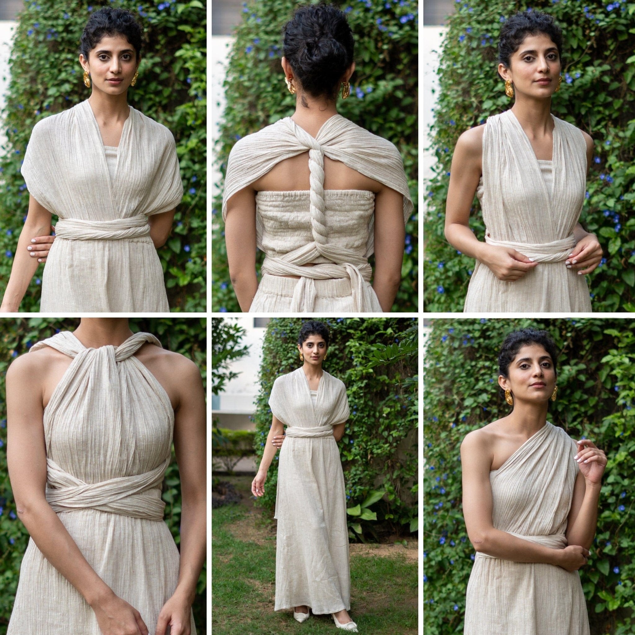 Buy Undyed Crinkled Cotton Flax Boho Infinity Drape Gown with Matching ...